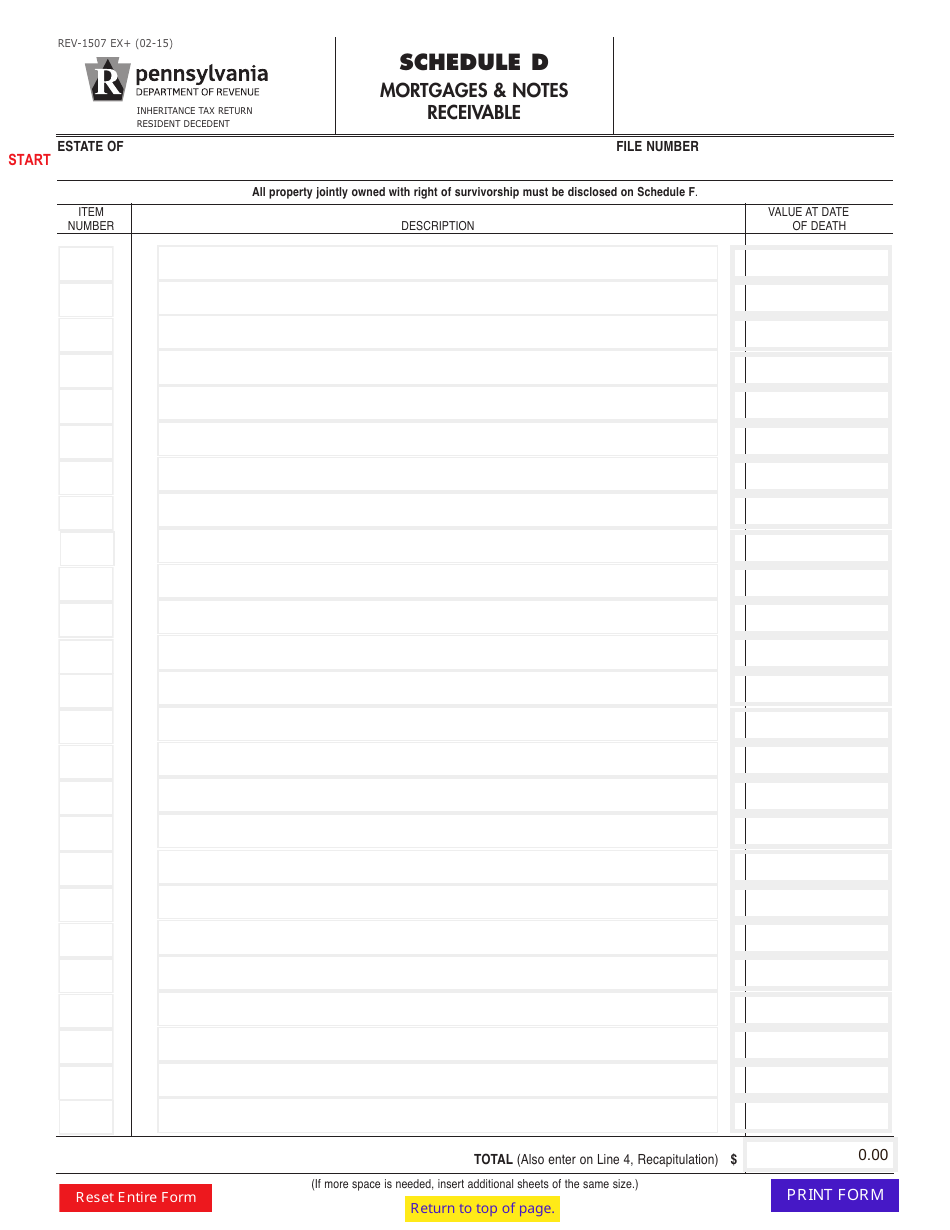 Form REV-1507 Schedule D - Fill Out, Sign Online and Download Fillable ...