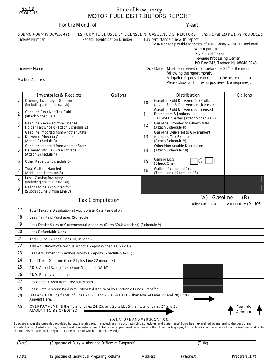 Form GA-1-D - Fill Out, Sign Online and Download Fillable PDF, New ...