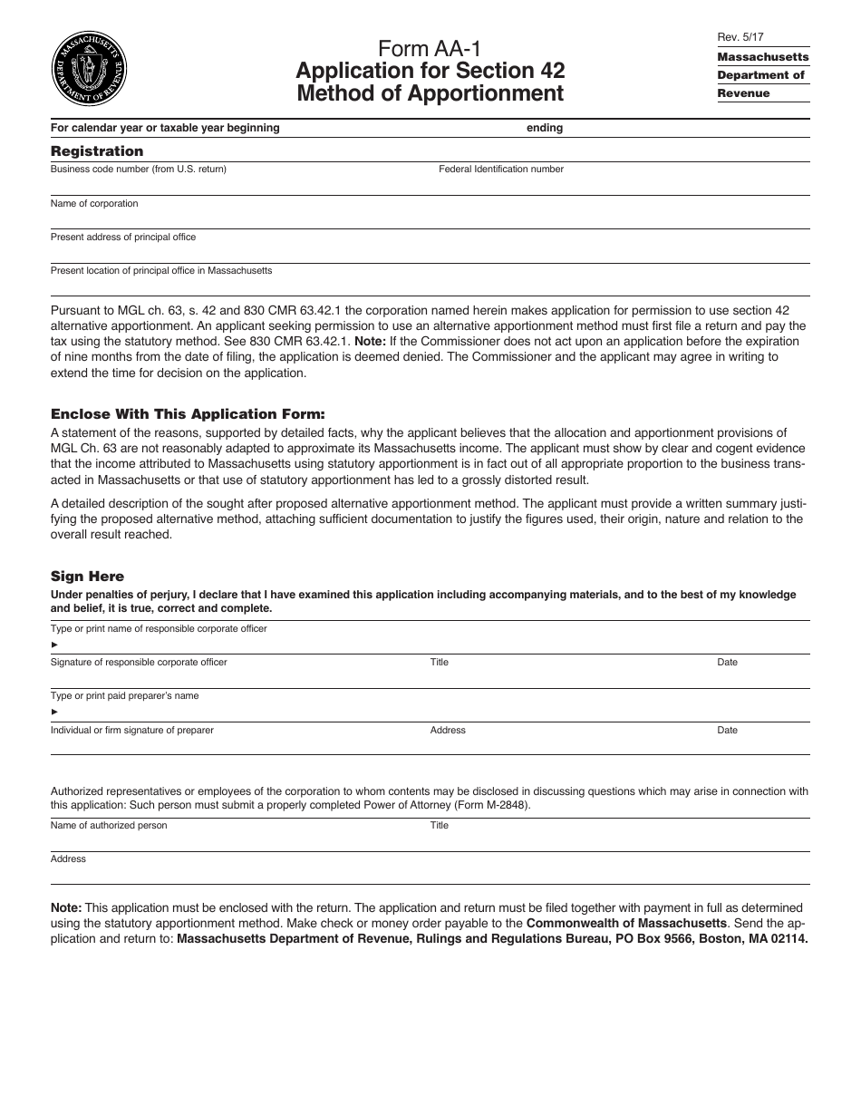 Form AA-1 - Fill Out, Sign Online and Download Printable PDF ...