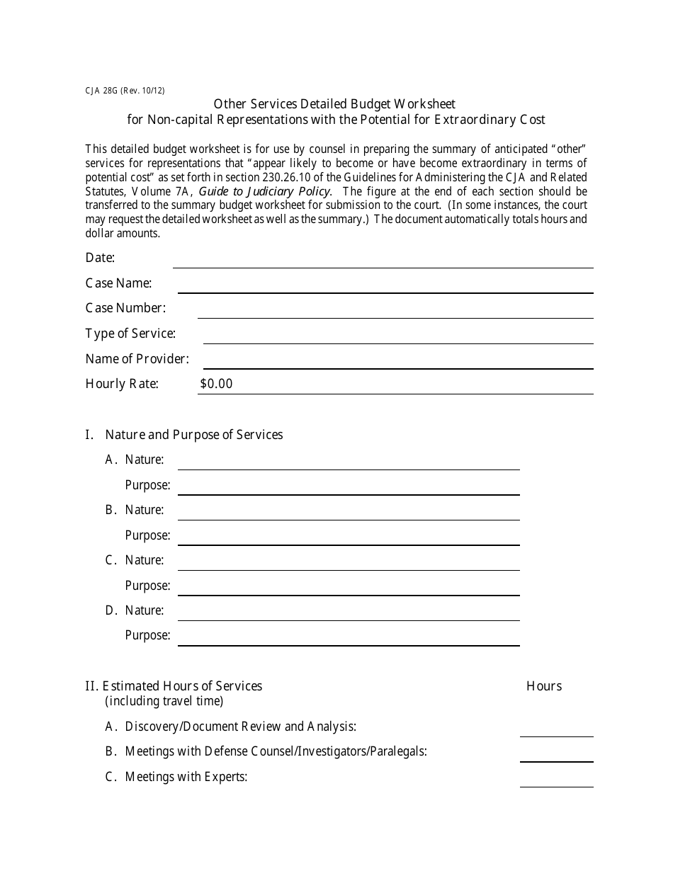 Form CJA28G - Fill Out, Sign Online and Download Fillable PDF ...
