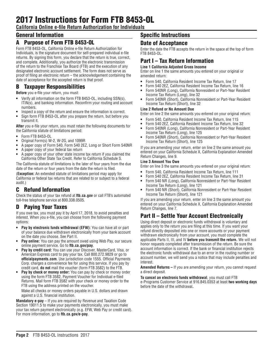 Download Instructions for Form FTB8453-OL California Online E-File ...