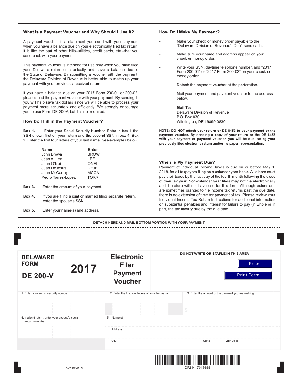 Form DE200-V - 2017 - Fill Out, Sign Online and Download Fillable PDF ...