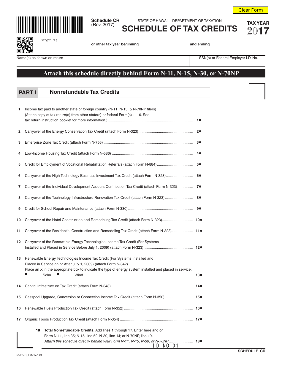 2017 Hawaii Schedule of Tax Credits - Fill Out, Sign Online and ...