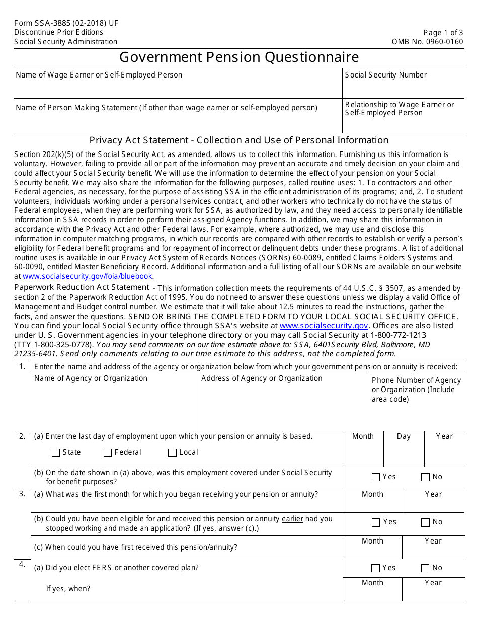 Form SSA-3885 - Fill Out, Sign Online and Download Fillable PDF ...