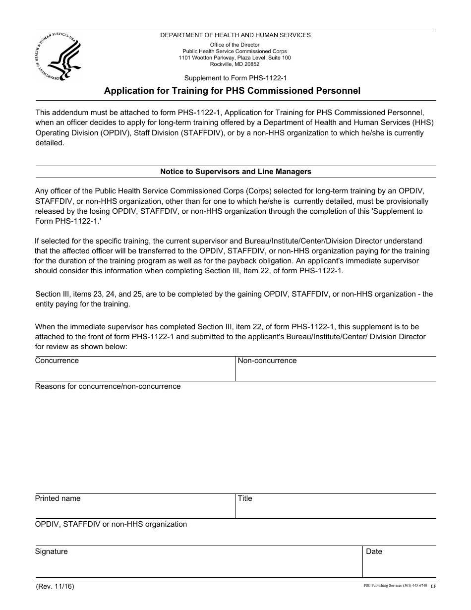 Form PHS-1122-1 - Fill Out, Sign Online and Download Fillable PDF ...