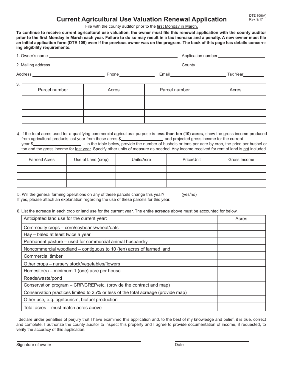 Form DTE109(A) - Fill Out, Sign Online and Download Fillable PDF, Ohio ...