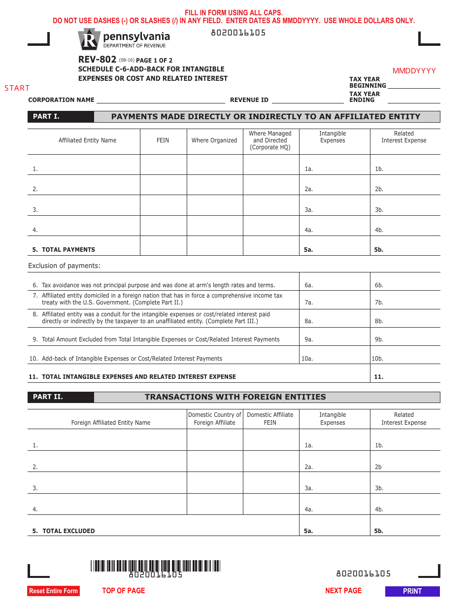 Form REV-802 Schedule C-6 - Fill Out, Sign Online and Download Fillable ...
