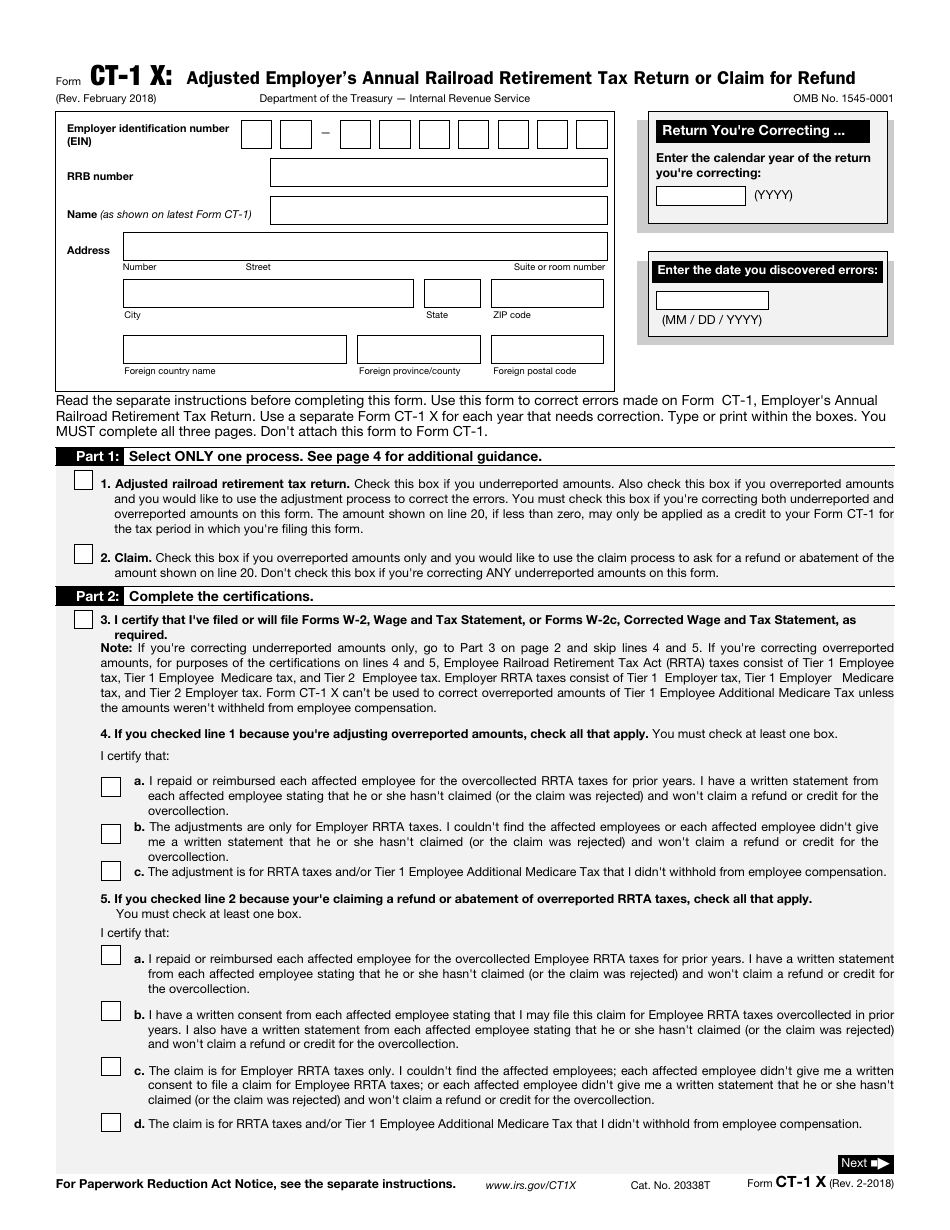 IRS Form CT-1 X - Fill Out, Sign Online and Download Fillable PDF ...