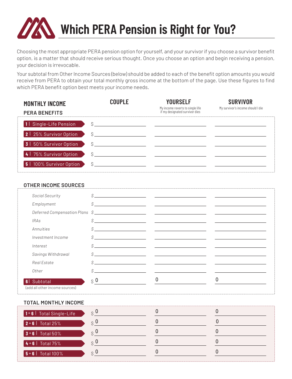 Minnesota Benefit Options Worksheet - Fill Out, Sign Online and ...