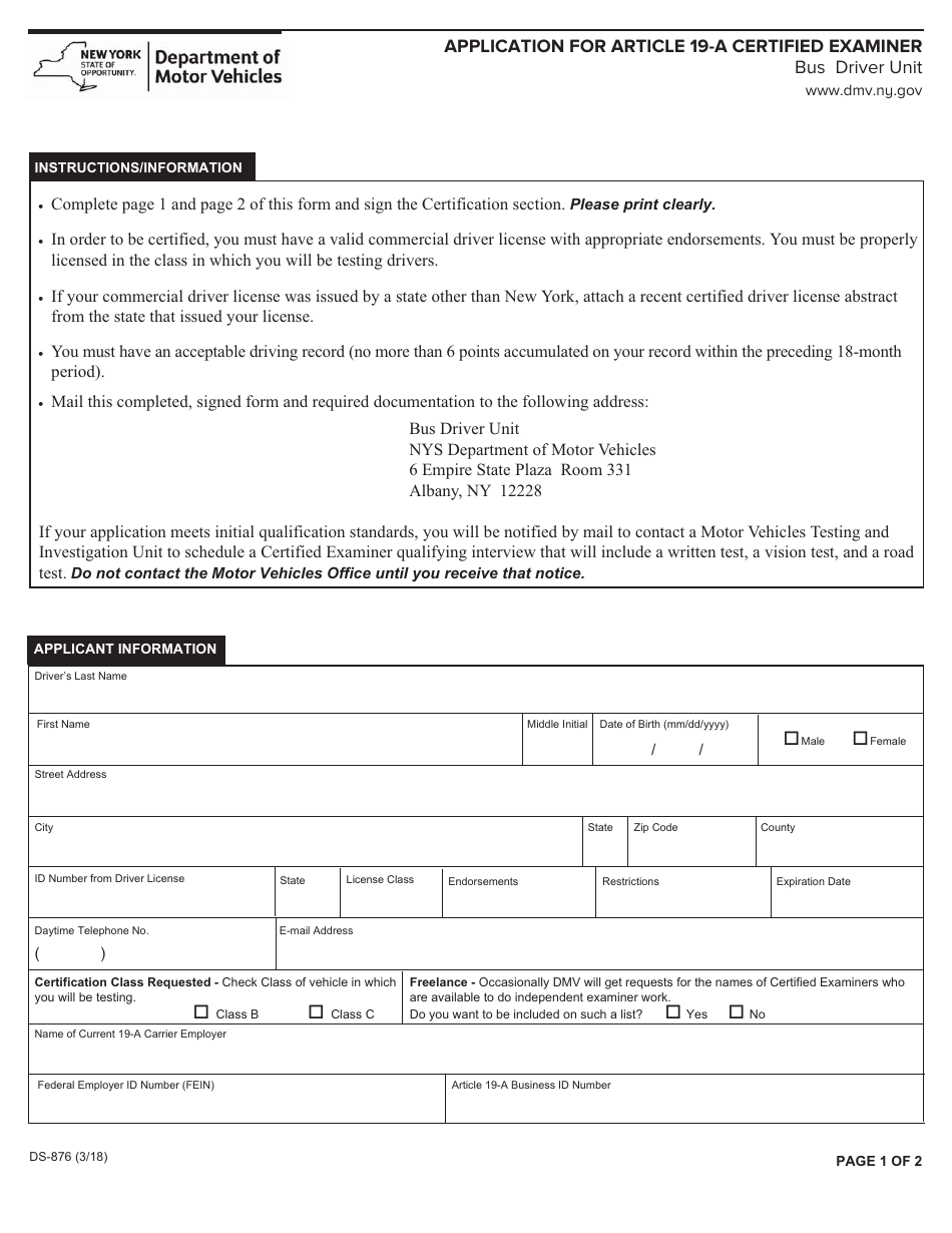 Form DS-876 - Fill Out, Sign Online and Download Fillable PDF, New York ...