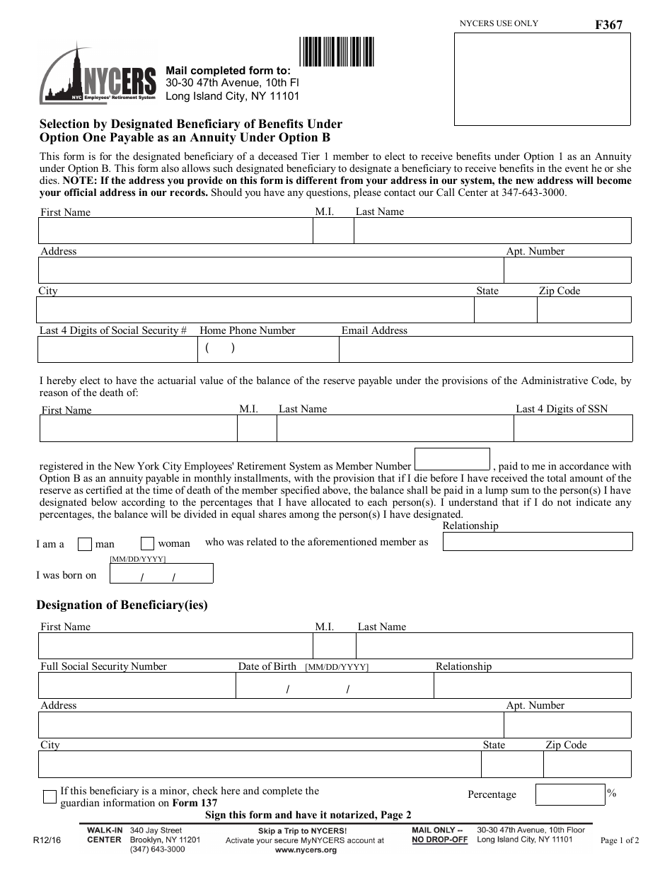 Form F367 - Fill Out, Sign Online and Download Printable PDF, New York ...
