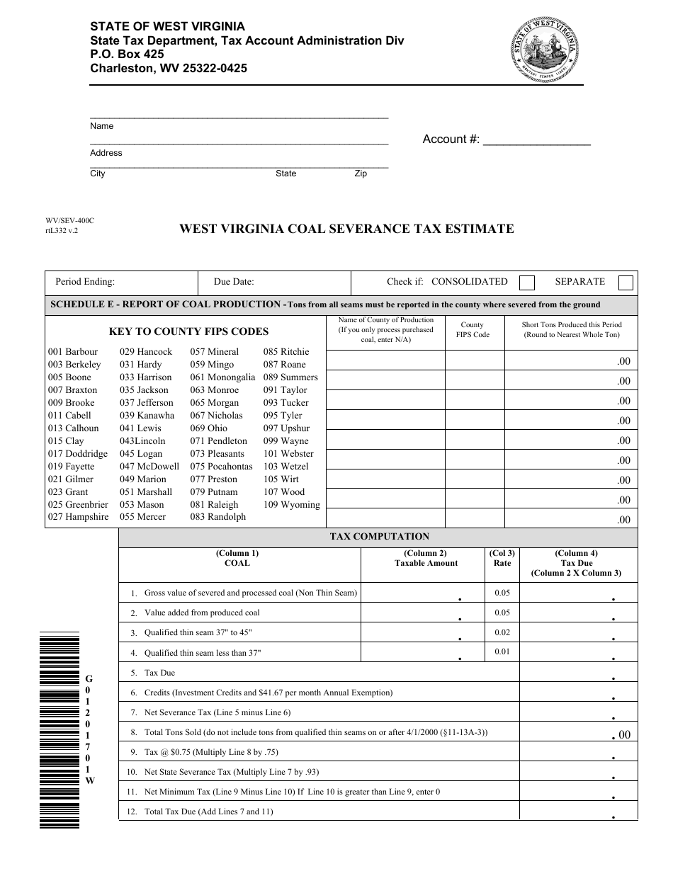 Form WV/SEV-400c - Fill Out, Sign Online and Download Printable PDF ...