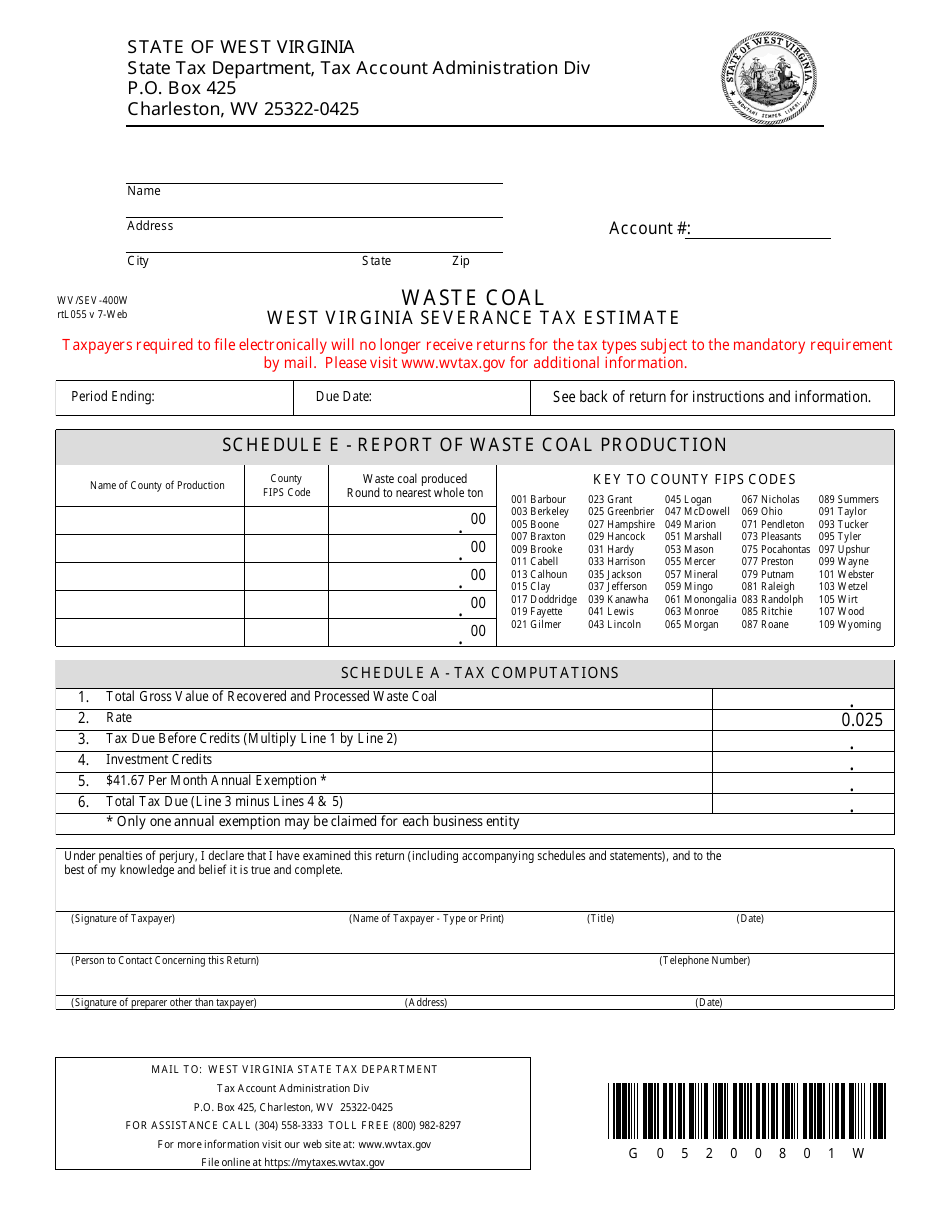 Form WV/SEV-400w - Fill Out, Sign Online and Download Printable PDF ...