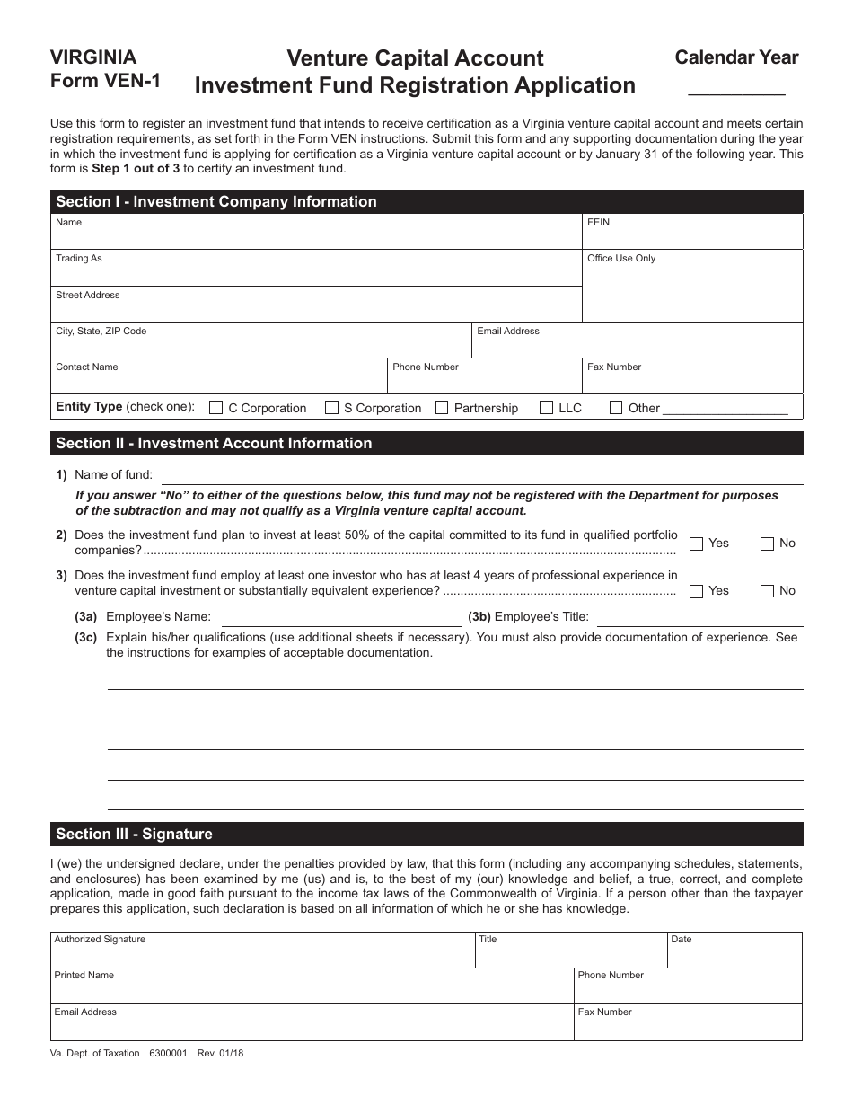 Form VEN-1 - Fill Out, Sign Online and Download Fillable PDF, Virginia ...