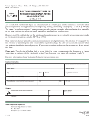 VT Form SUT-459 Download Printable PDF or Fill Online Election by ...