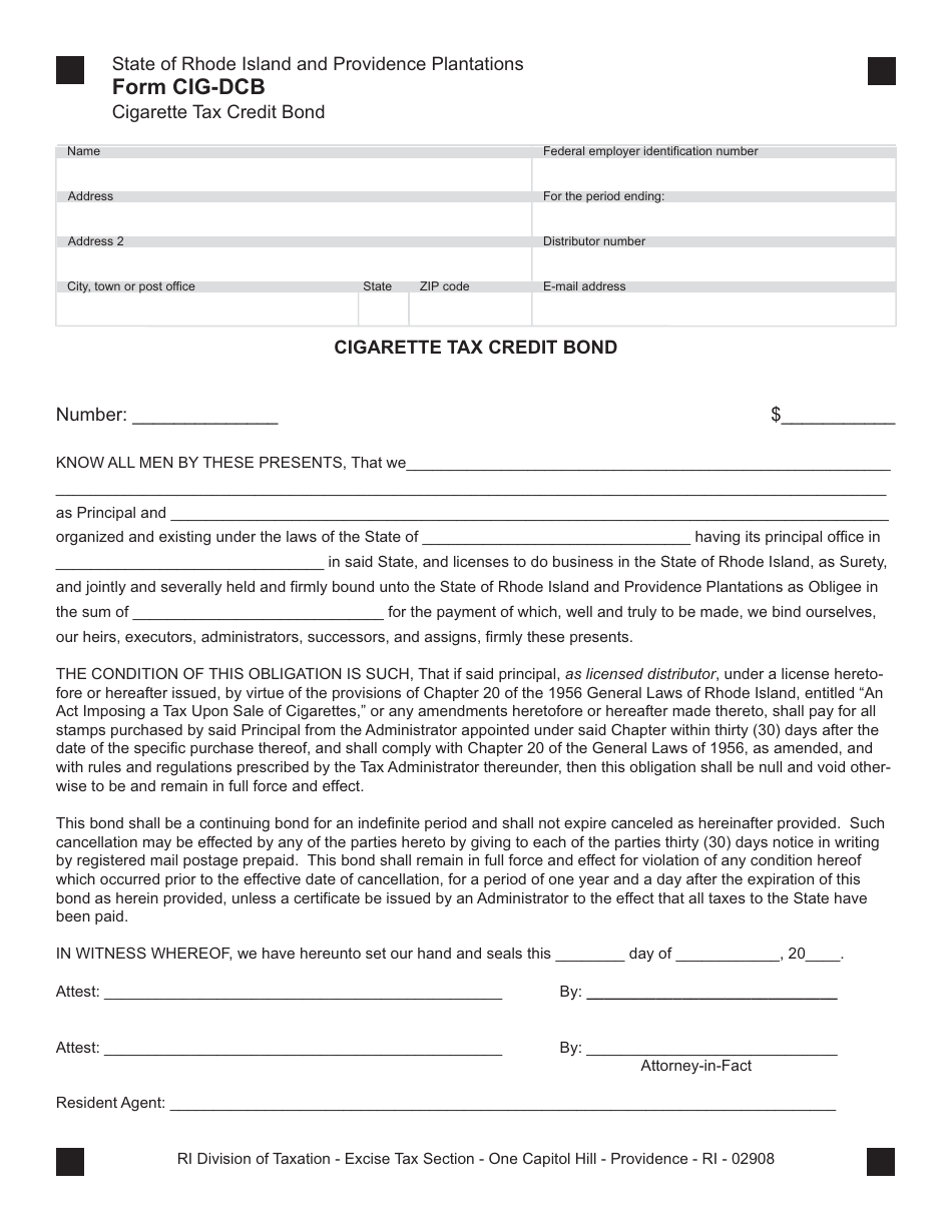 Form CIG-DCB - Fill Out, Sign Online and Download Printable PDF, Rhode ...