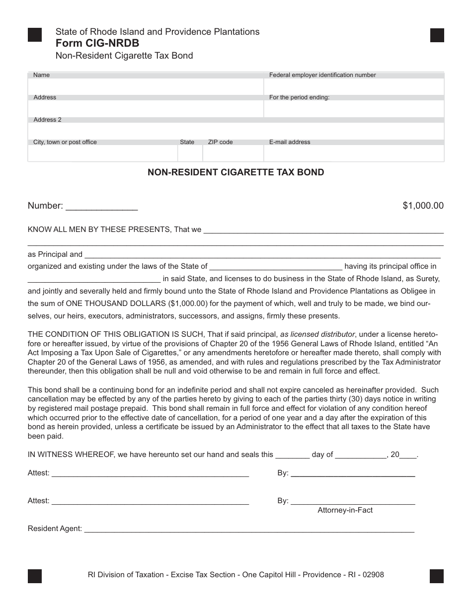 Form CIG-NRDB - Fill Out, Sign Online and Download Printable PDF, Rhode ...