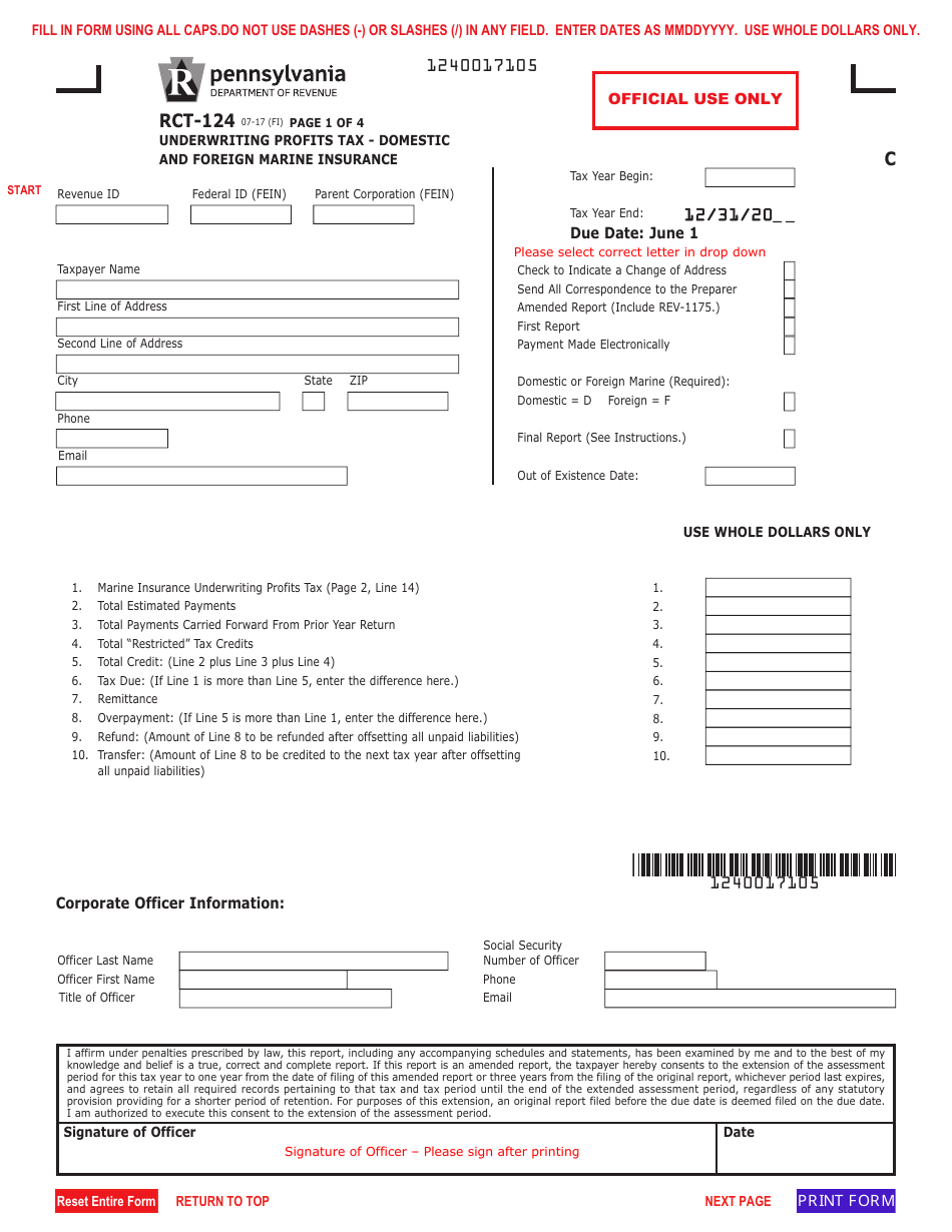 Form RCT-124 - Fill Out, Sign Online and Download Fillable PDF ...