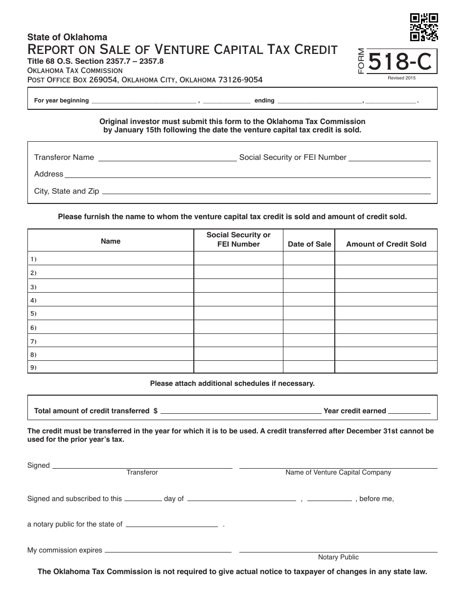 OTC Form 518-C - Fill Out, Sign Online and Download Fillable PDF ...