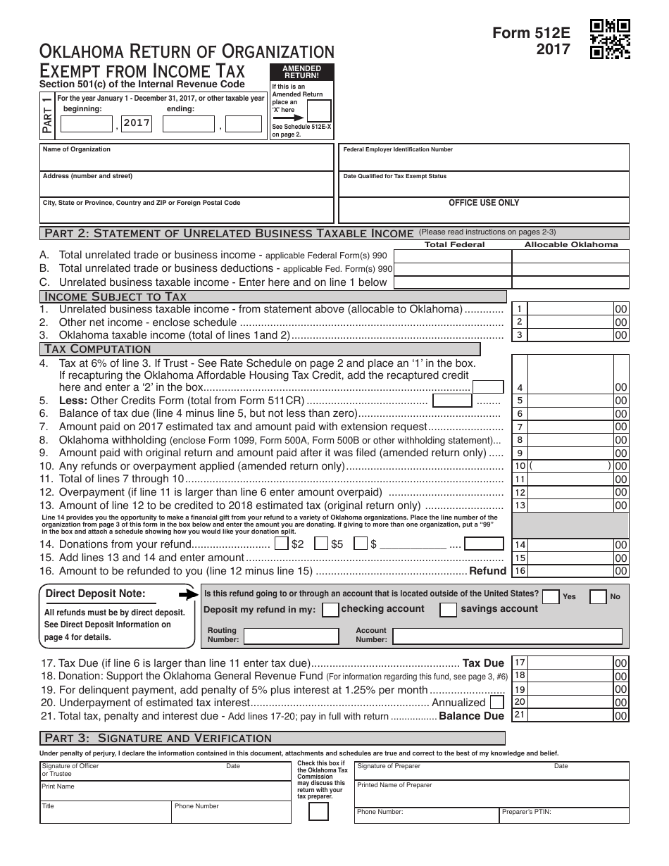 OTC Form 512E - 2017 - Fill Out, Sign Online and Download Fillable PDF ...