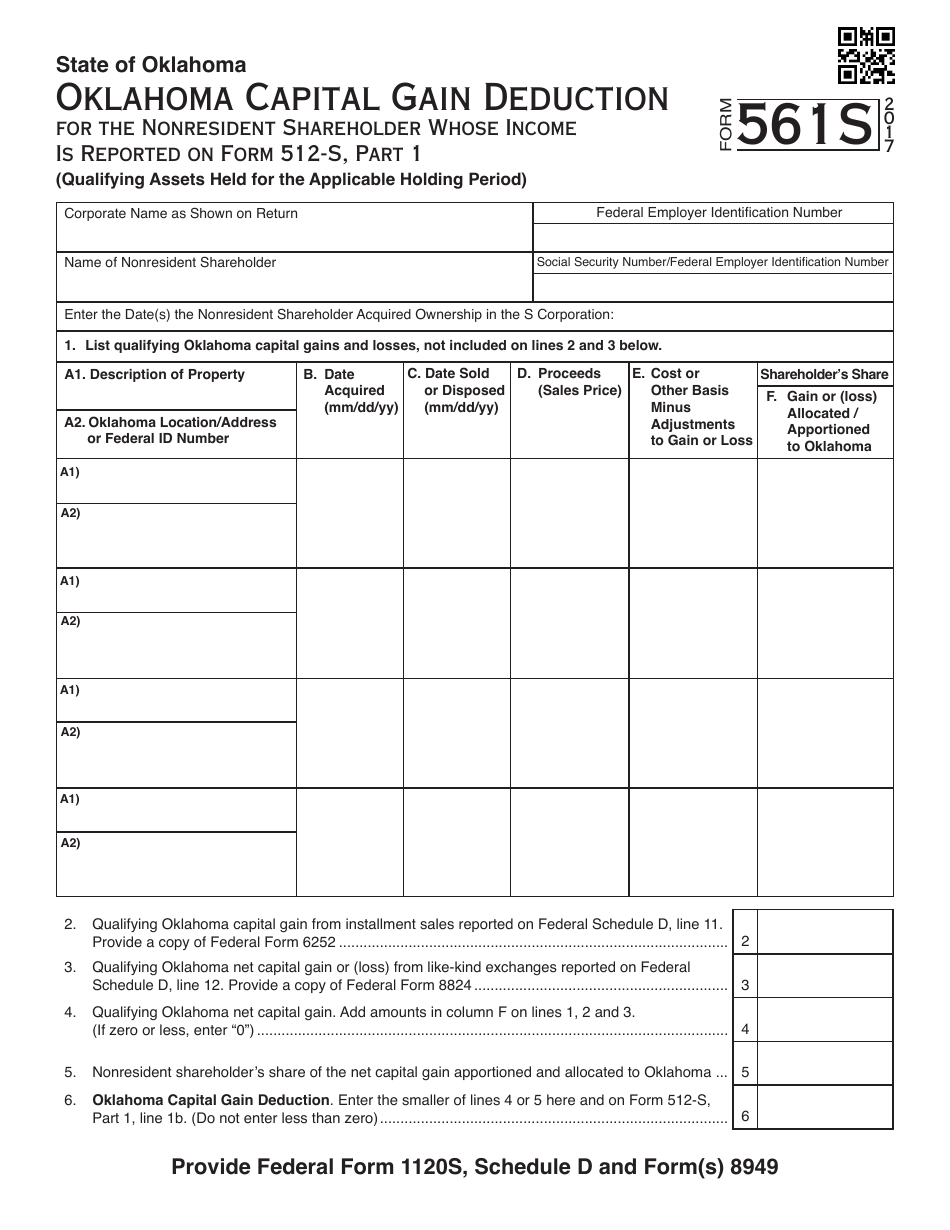 OTC Form 561S - 2017 - Fill Out, Sign Online and Download Fillable PDF ...