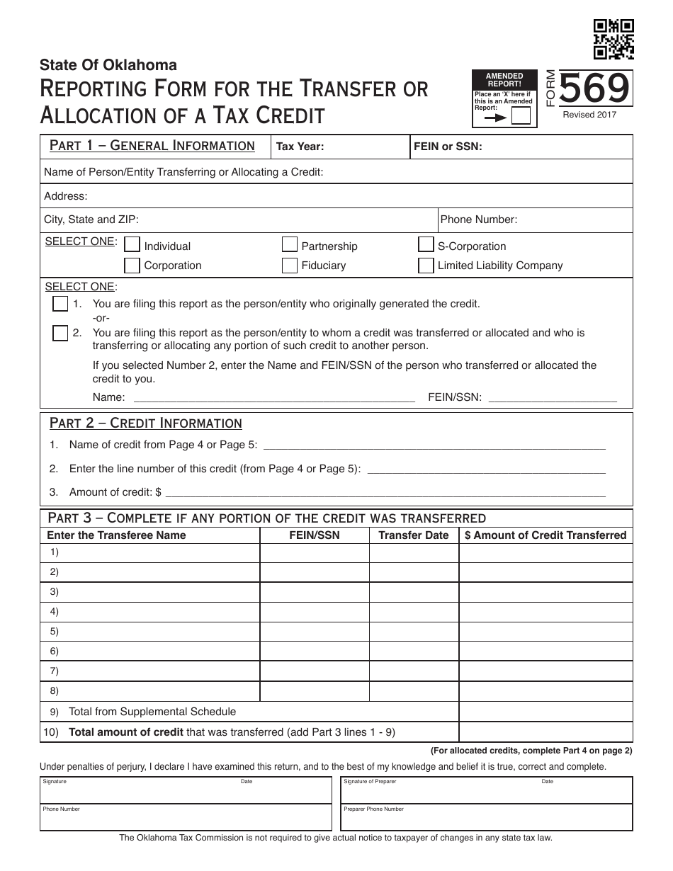 OTC Form 569 - Fill Out, Sign Online and Download Fillable PDF ...