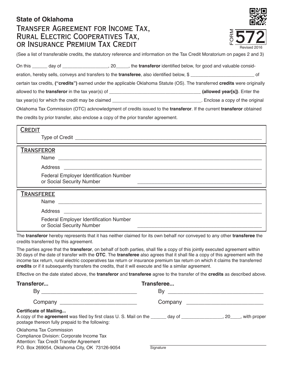 OTC Form 572 - Fill Out, Sign Online and Download Fillable PDF ...