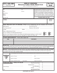 OTC Form OTC935-MH - Fill Out, Sign Online and Download Fillable PDF ...
