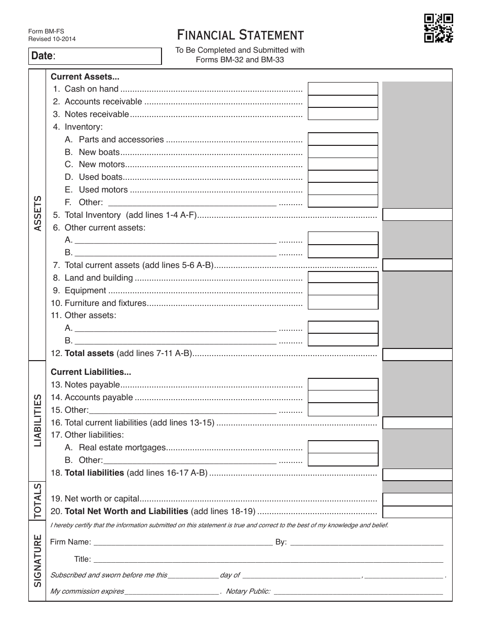 OTC Form BM-FS - Fill Out, Sign Online and Download Fillable PDF ...