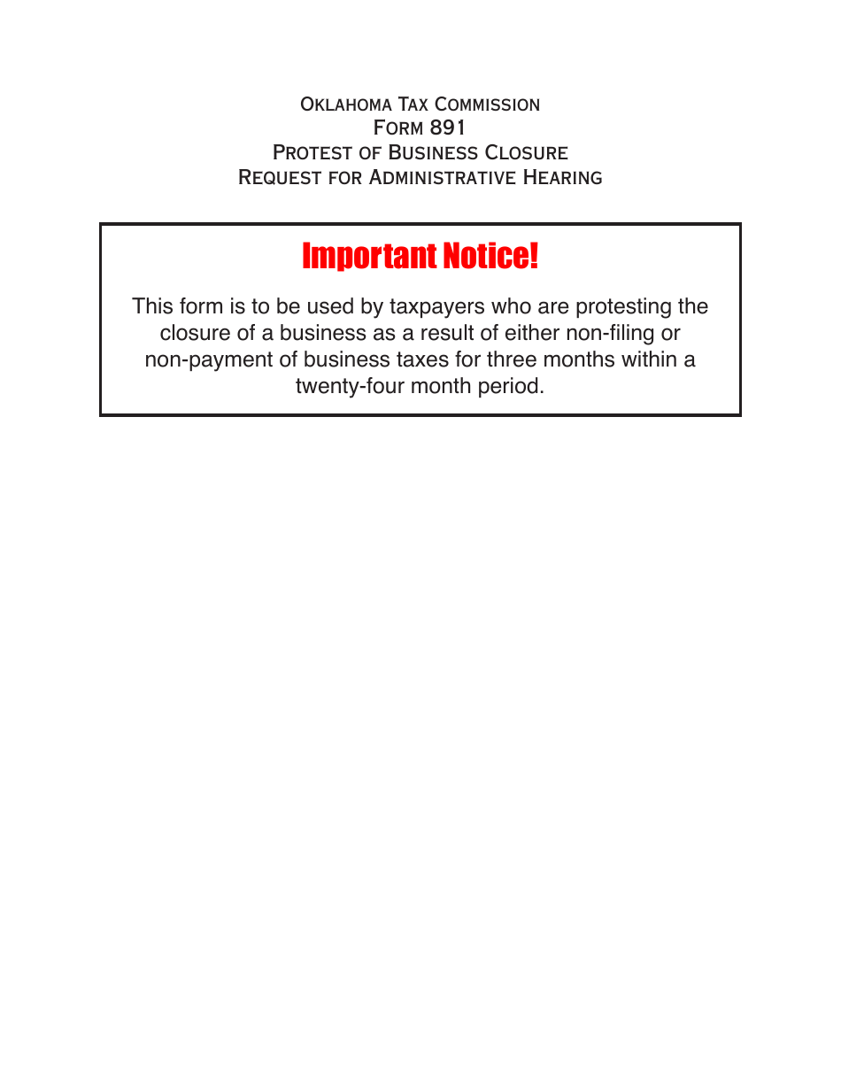 OTC Form 891 - Fill Out, Sign Online and Download Fillable PDF ...