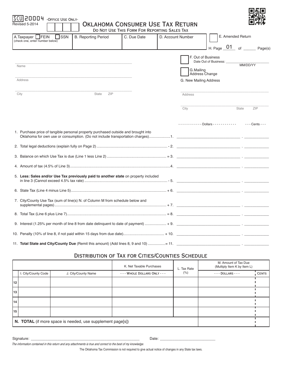 OTC Form SCU20004 - Fill Out, Sign Online and Download Fillable PDF ...