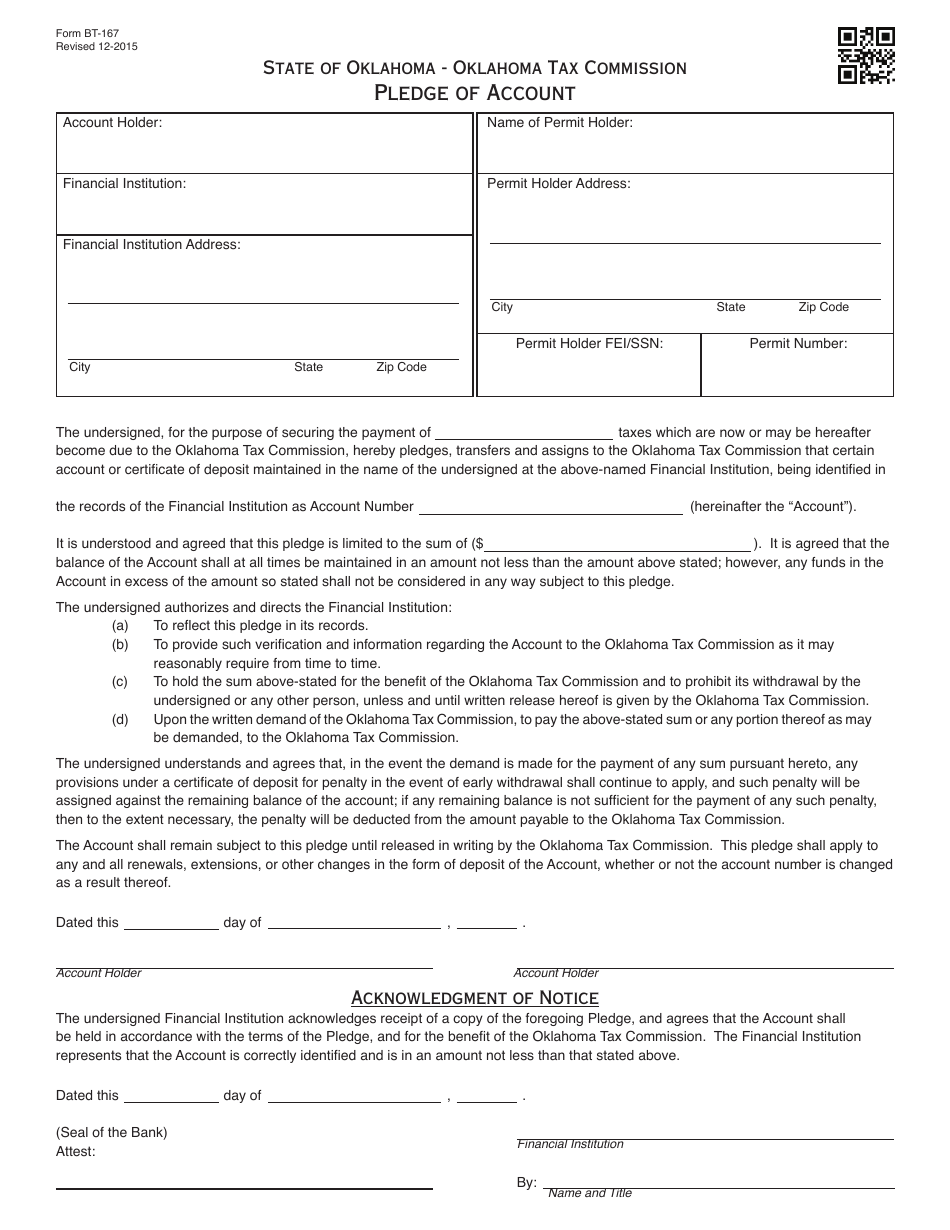 OTC Form BT-167 - Fill Out, Sign Online and Download Fillable PDF ...