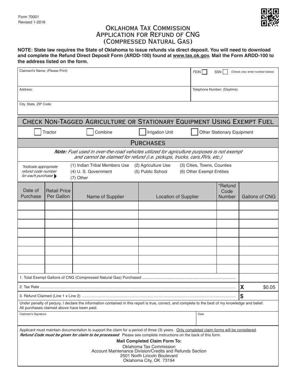 OTC Form 70001 - Fill Out, Sign Online and Download Fillable PDF ...