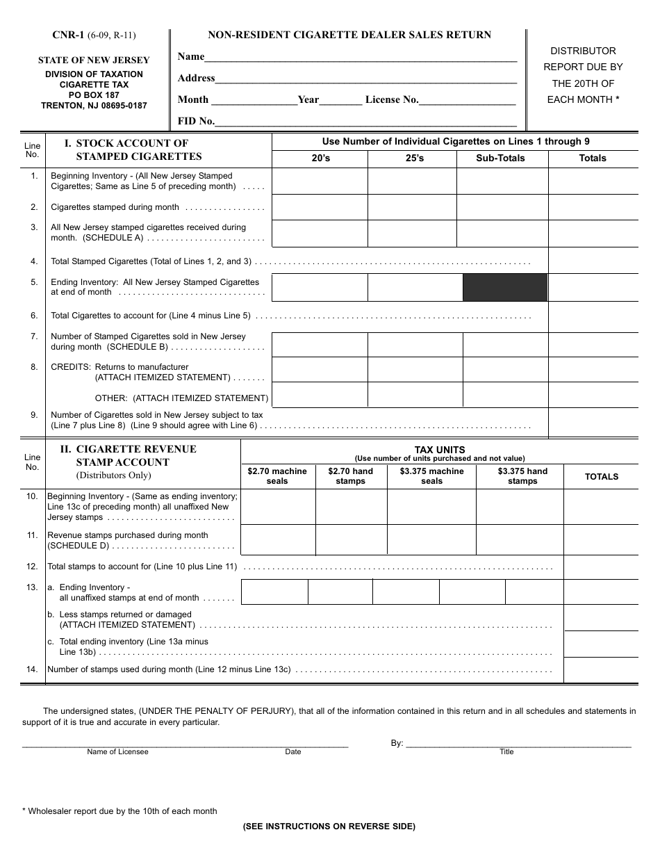 Form CNR-1 - Fill Out, Sign Online and Download Fillable PDF, New ...