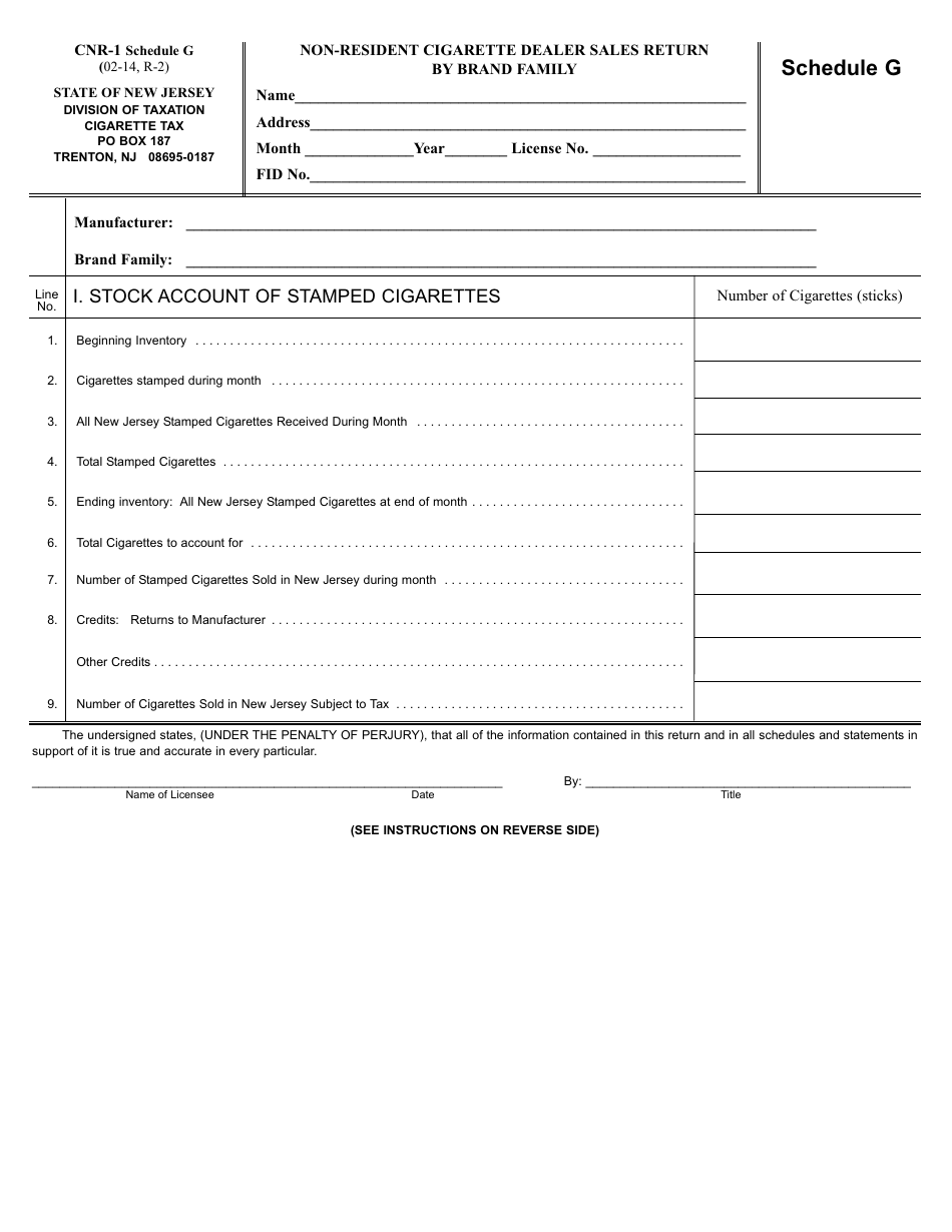 Form CNR-1 Schedule G - Fill Out, Sign Online and Download Fillable PDF ...