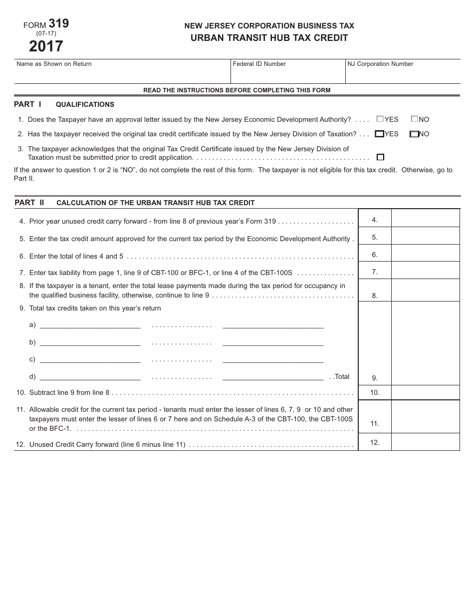 Form 319 - 2017 - Fill Out, Sign Online and Download Fillable PDF, New ...