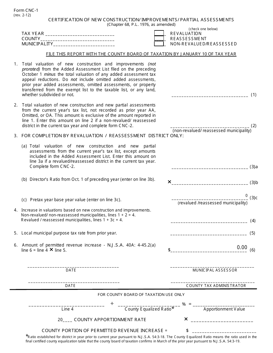 Form CNC-1 - Fill Out, Sign Online and Download Fillable PDF, New ...