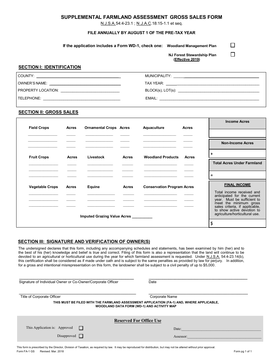 Form FA-1 GS - Fill Out, Sign Online and Download Fillable PDF, New ...