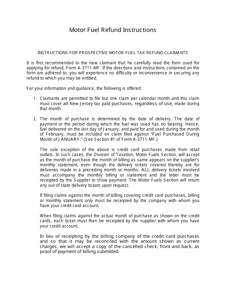 Download Instructions for Motor Fuel Refund PDF | Templateroller