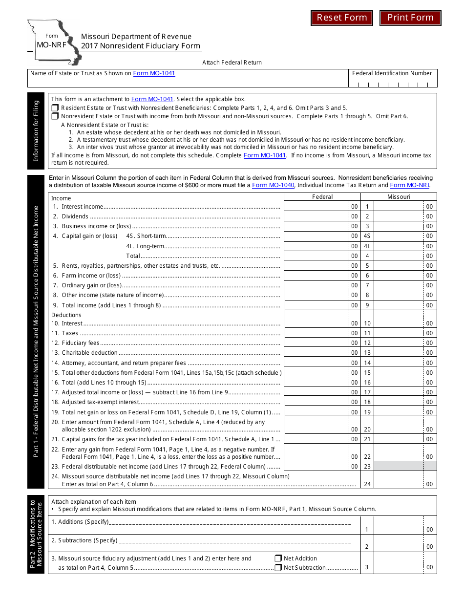 Form MO-NRF - 2017 - Fill Out, Sign Online and Download Fillable PDF ...