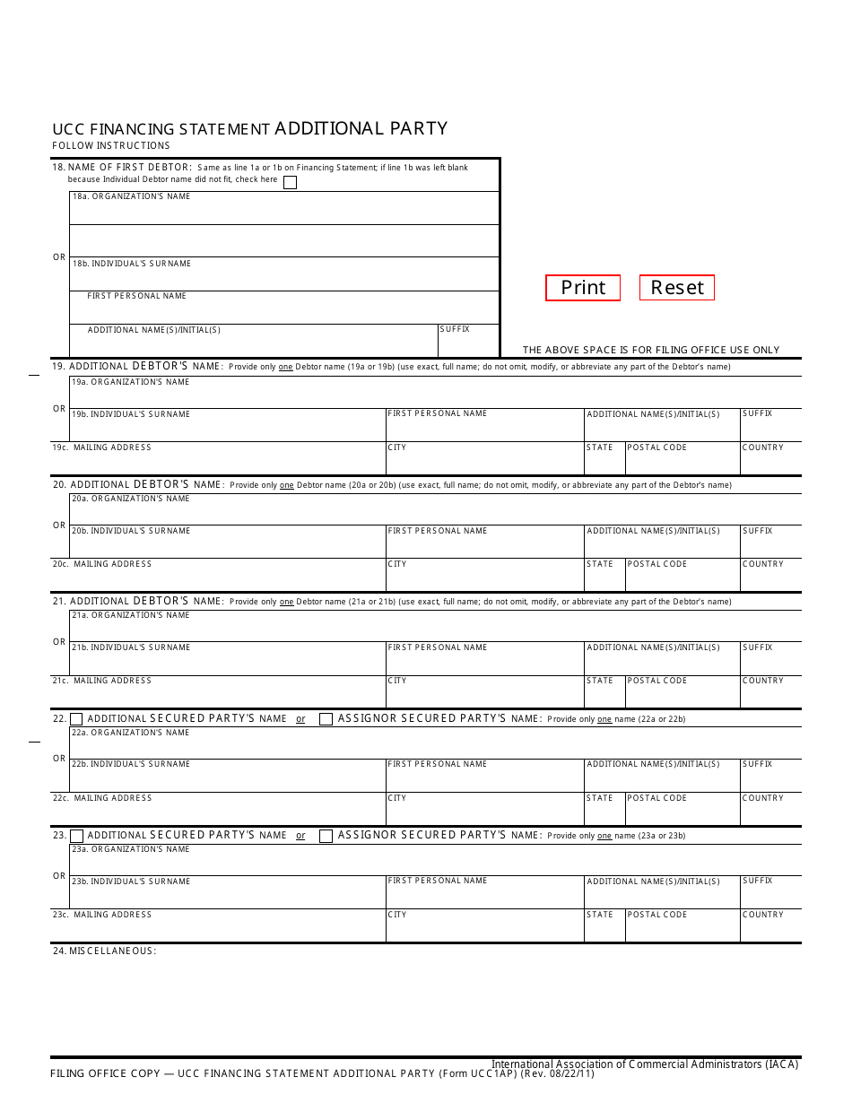 Form UCC1AP - Fill Out, Sign Online and Download Fillable PDF, Texas ...
