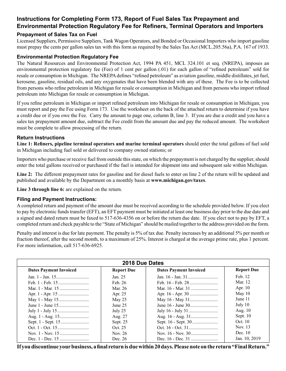 Form 173 - Fill Out, Sign Online and Download Fillable PDF, Michigan ...