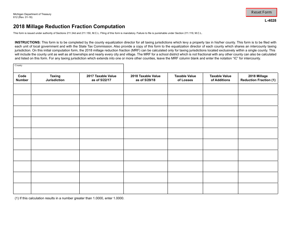 Form 612 - 2018 - Fill Out, Sign Online and Download Fillable PDF ...
