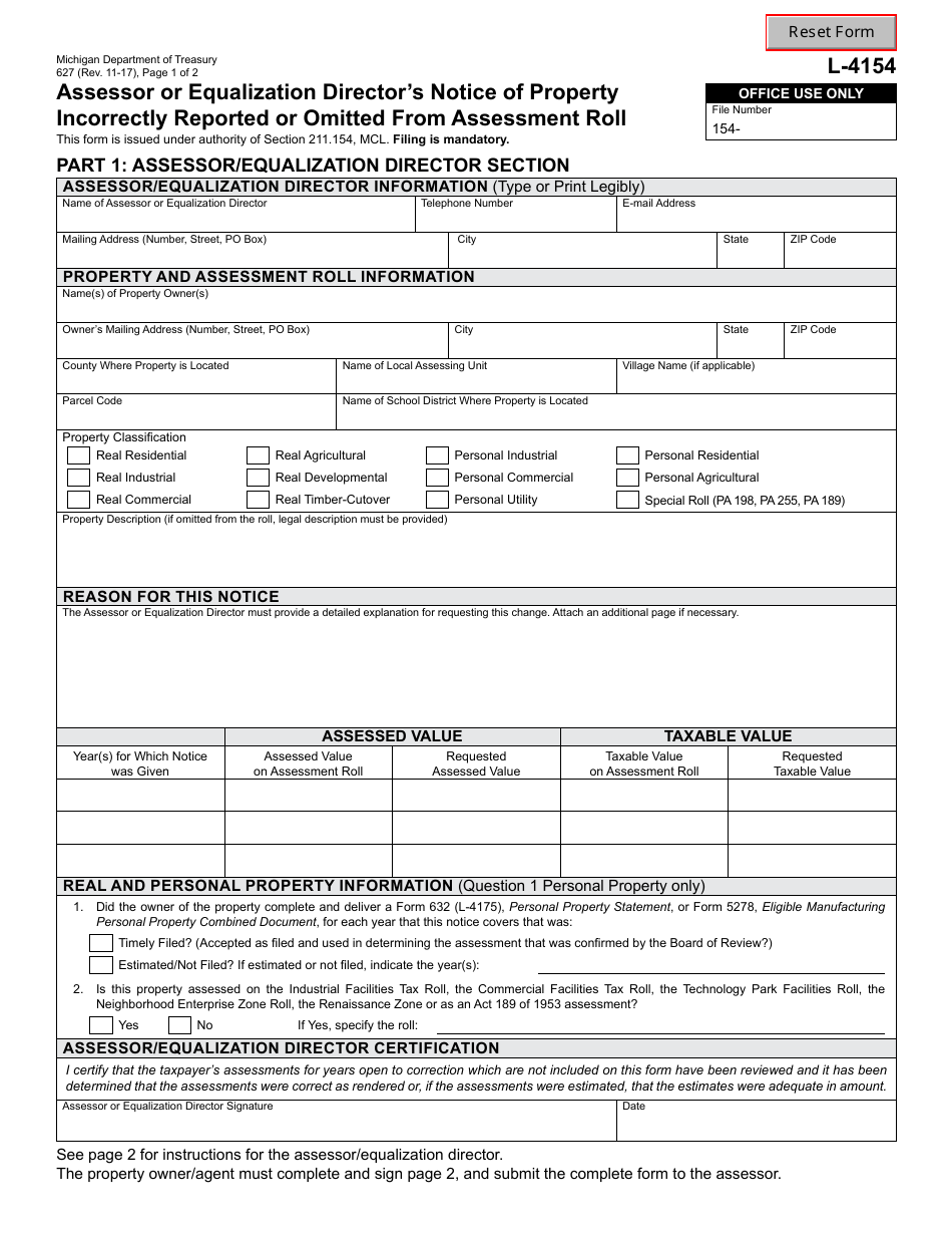 Form 627 - Fill Out, Sign Online and Download Fillable PDF, Michigan ...