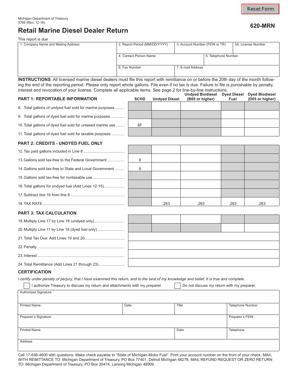 Form 3769 - Fill Out, Sign Online and Download Fillable PDF, Michigan ...