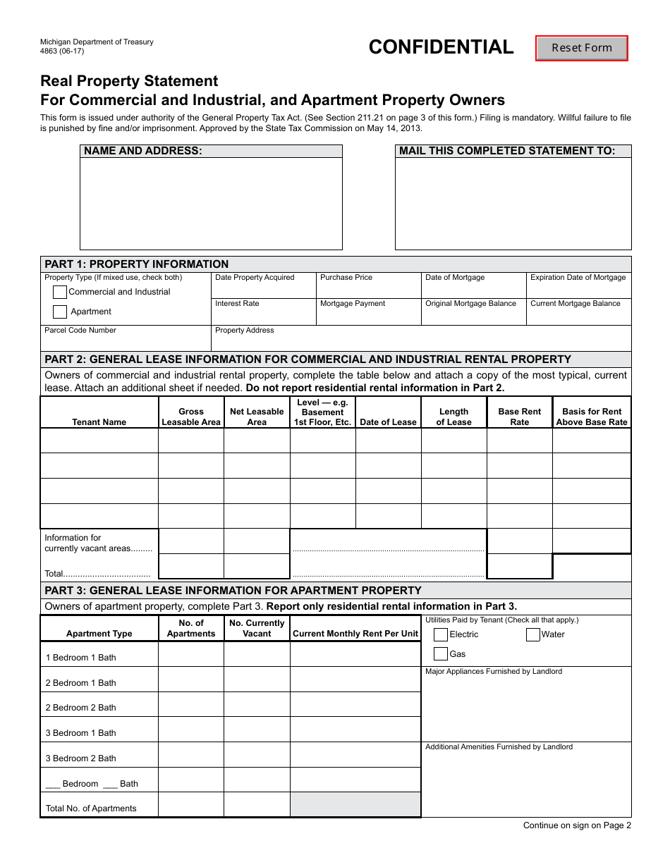 Form 4863 - Fill Out, Sign Online and Download Fillable PDF, Michigan ...