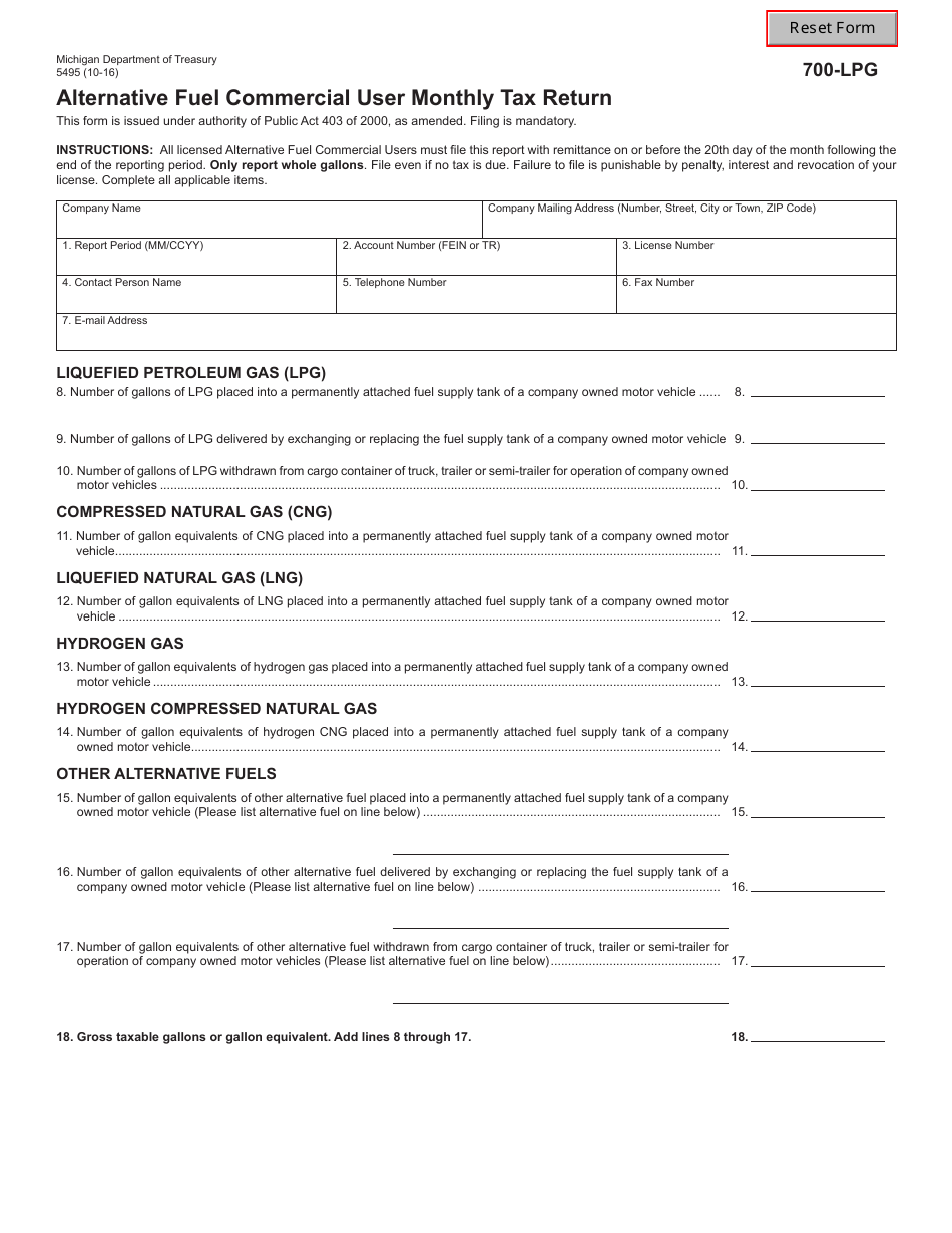 Form 5495 (700-LPG) - Fill Out, Sign Online and Download Fillable PDF ...