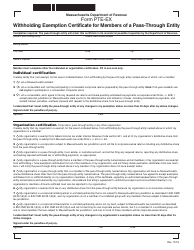 Form PTE-EX Download Printable PDF or Fill Online Withholding Exemption ...