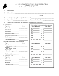 Maine Application for Farmland Classification Download Fillable PDF | Templateroller