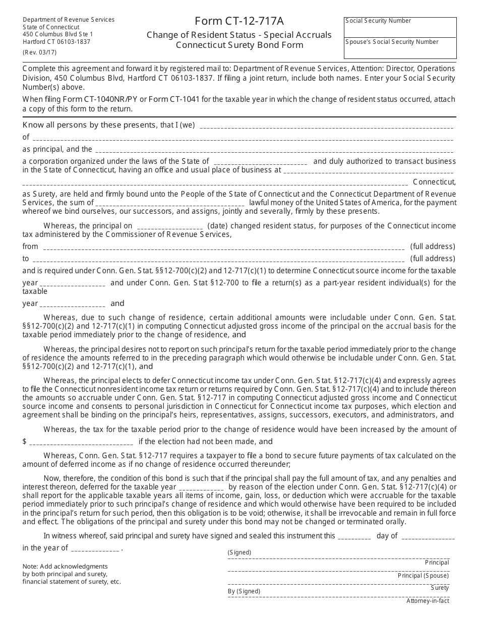 Form CT-12-717A - Fill Out, Sign Online and Download Printable PDF ...